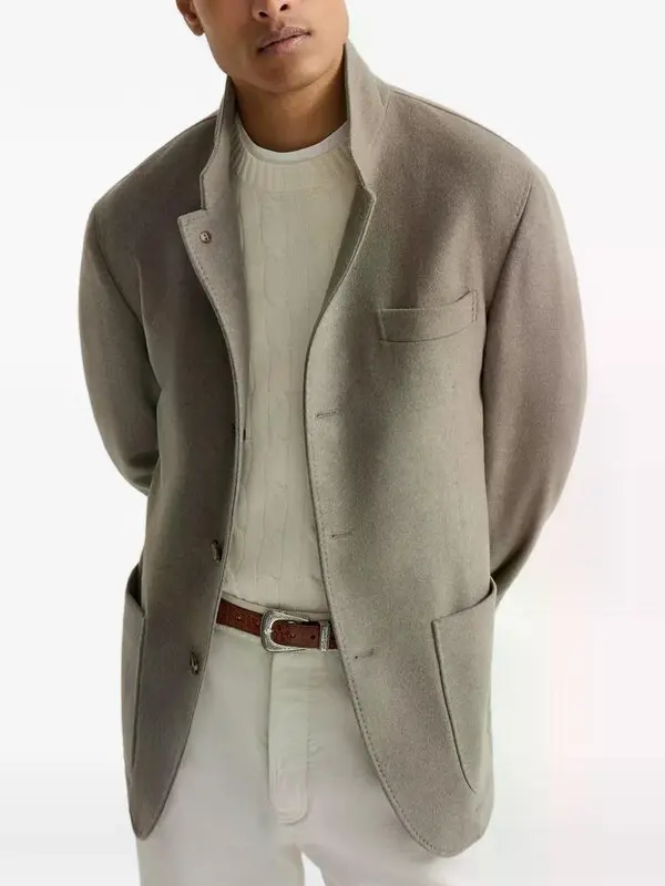Brunello Cucinelli Lightweight Water-resistant Cashmere Stand Collar Blazer