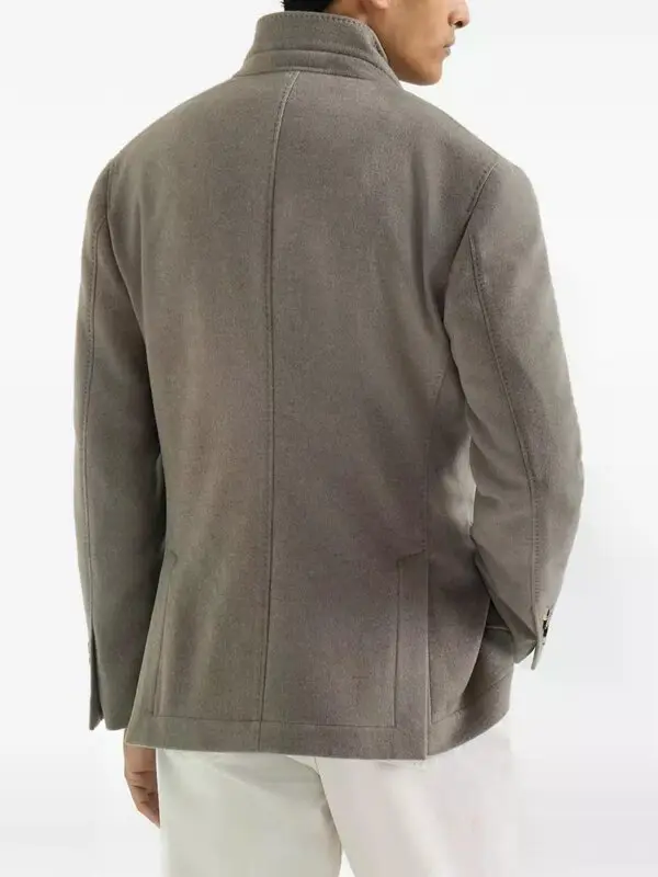 Brunello Cucinelli Lightweight Water-resistant Cashmere Stand Collar Blazer