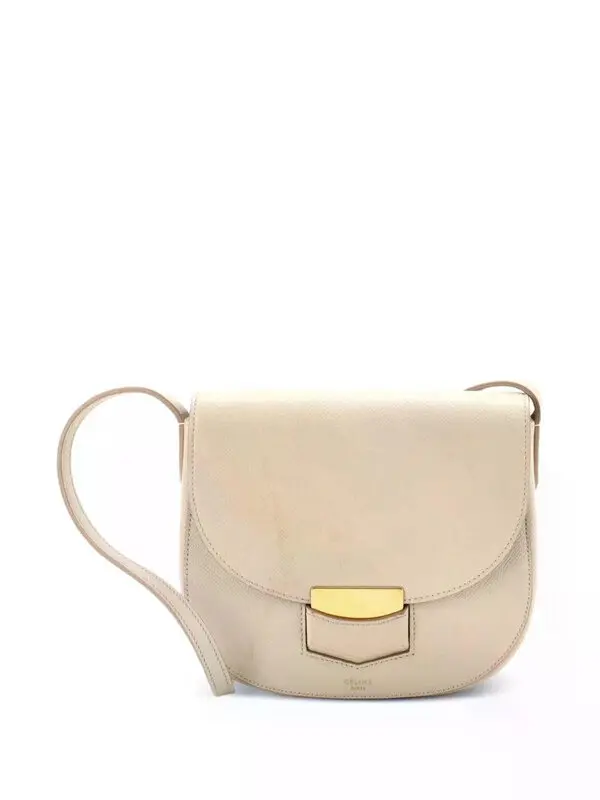 Celine Trotteur Grainy Leather Small Crossbody Bag - Neutrals
