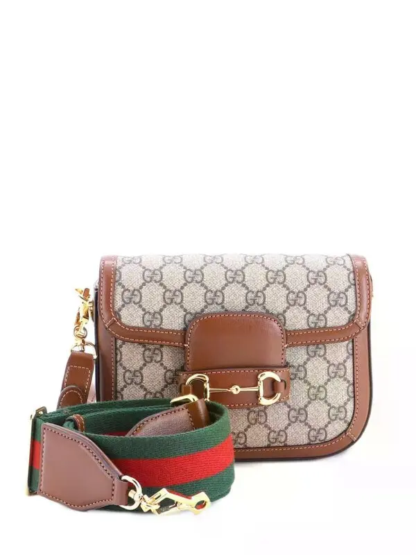 Gucci Horsebit 1955 Shoulder Bag In Gg Coated Canvas And Leather - Brown