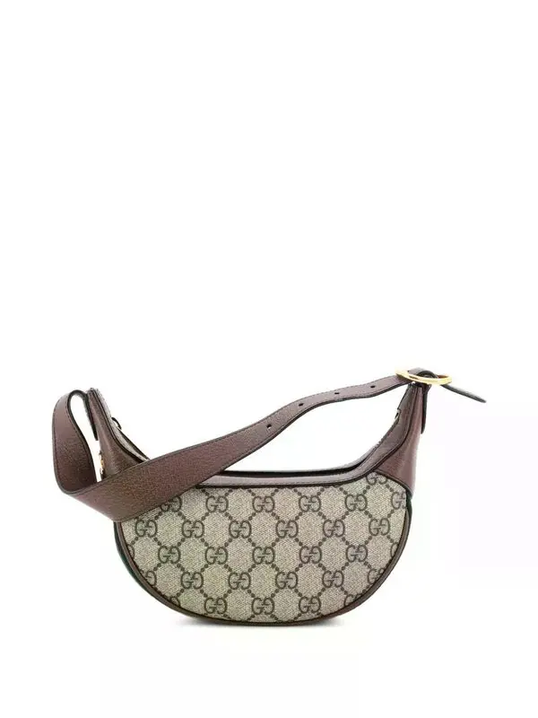 Gucci Ophidia Half Moon Mini Hobo Bag In Gg Coated Canvas - Brown