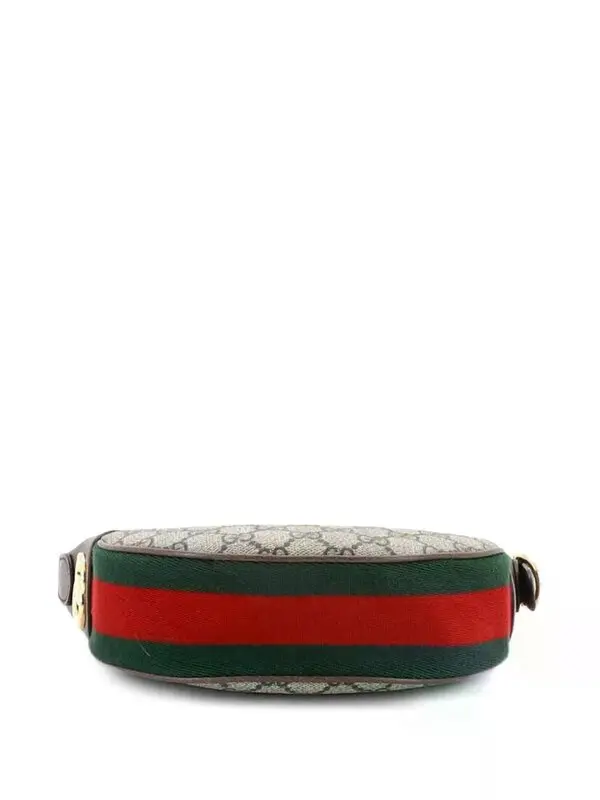 Gucci Ophidia Half Moon Mini Hobo Bag In Gg Coated Canvas - Brown