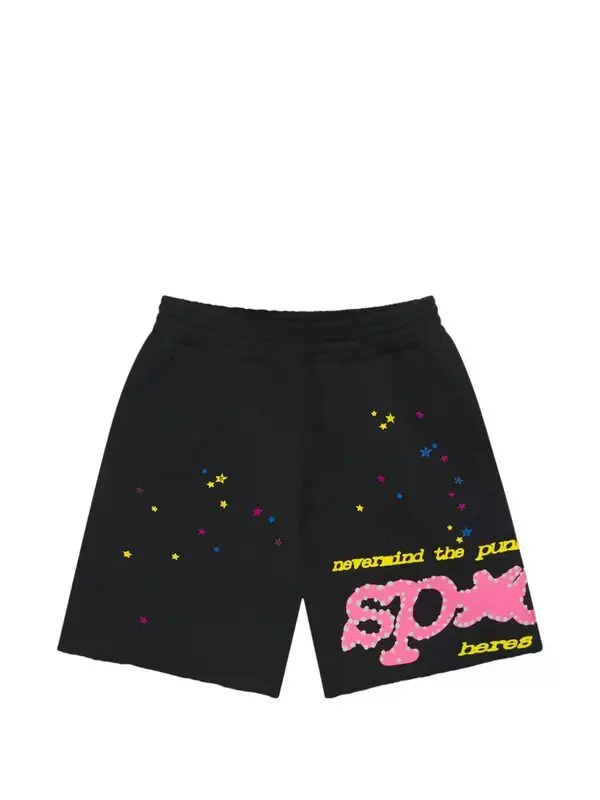 SP5DER Punk V2 Logo-print Shorts - Black