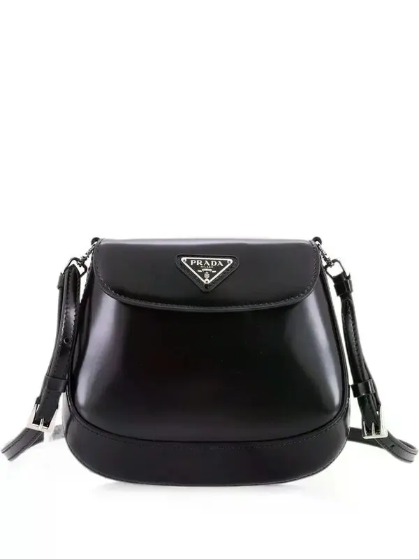 Prada Cleo Flap Spazzolato Leather Mini Shoulder Bag - Black