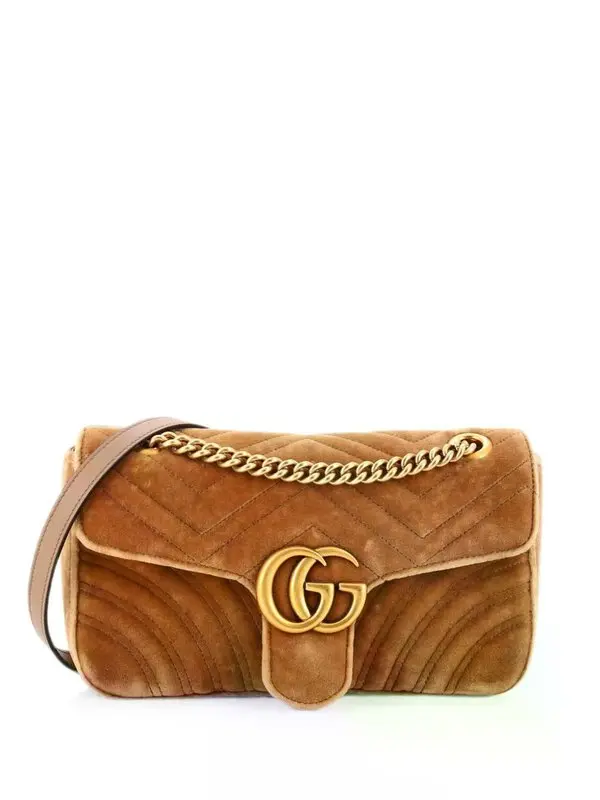 Gucci Matelassé Velvet Small Shoulder Bag - Neutrals