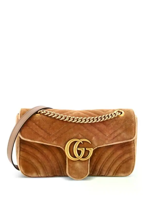 Gucci Matelassé Velvet Small Shoulder Bag - Neutrals