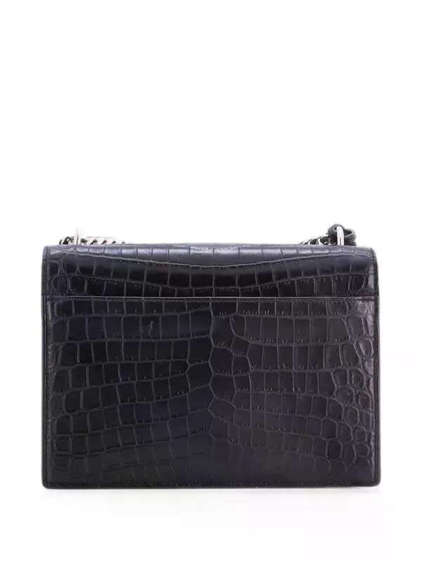 Saint Laurent Medium Croc Effect Leather Crossbody Bag - Black