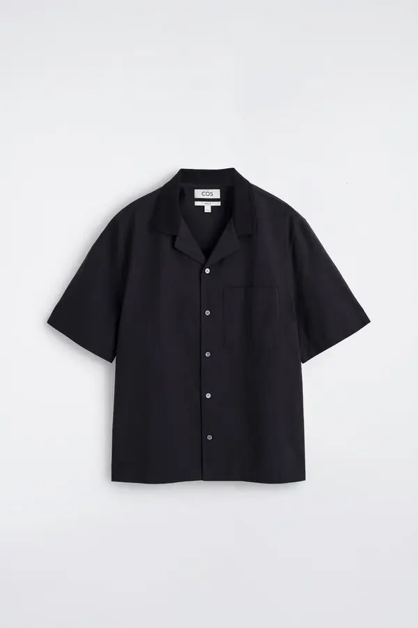 Cos Camp-collar Cotton Shirt - Black