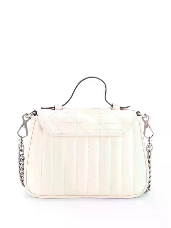 Gucci Gg Marmont Top Handle Flap Bag Mixed Matelasse Leather Mini Satchel - Neutrals