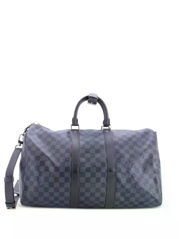 LOUIS VUITTON Keepall Bandouliere 45 Travel Bag In Damier Cobalt - Blue