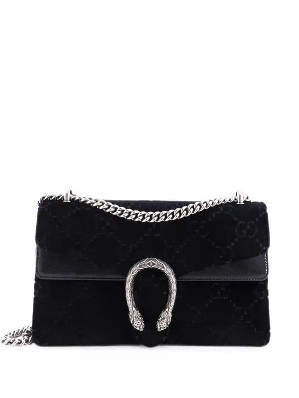 Gucci Dionysus Gg Velvet Small Shoulder Bag - Black