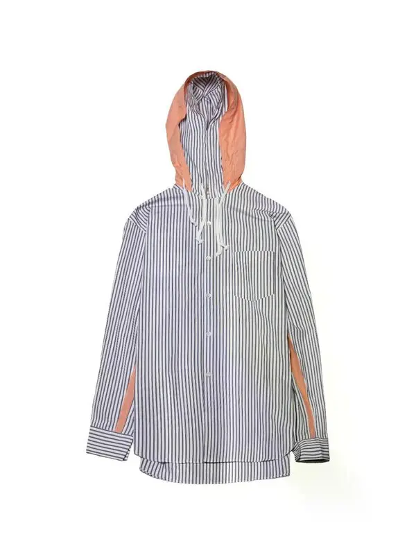 Comme Des Garçons Striped Drawstring-hood Shirt