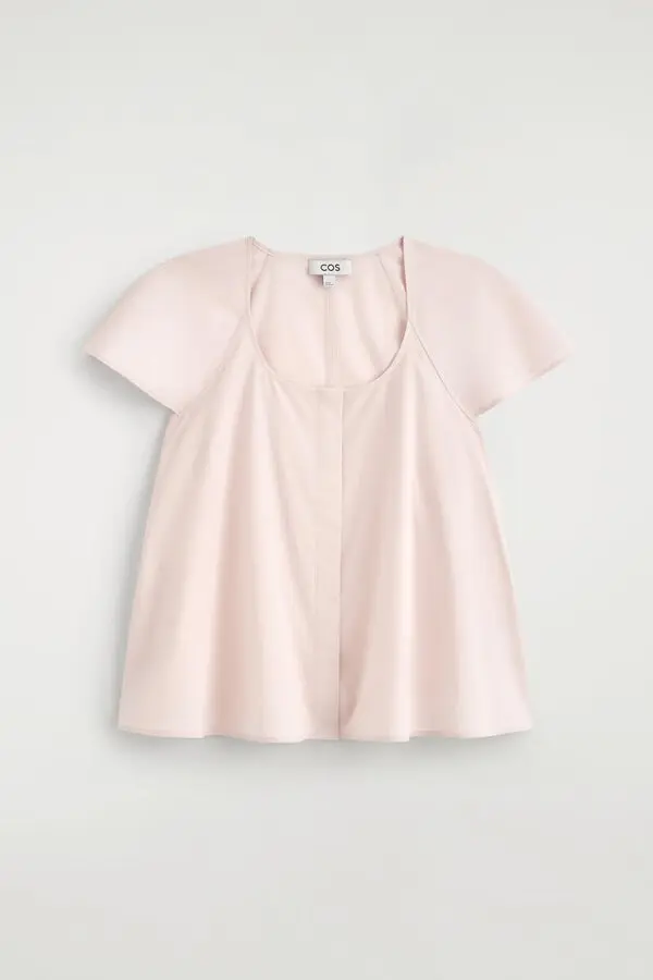 Cos Fluted-sleeve Cotton Blouse - Pink