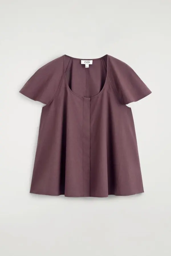 Cos Fluted-sleeve Cotton Blouse - Red