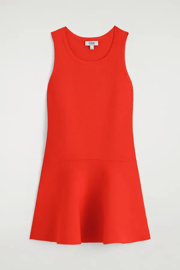 Cos Flared Knitted Mini Dress - Orange