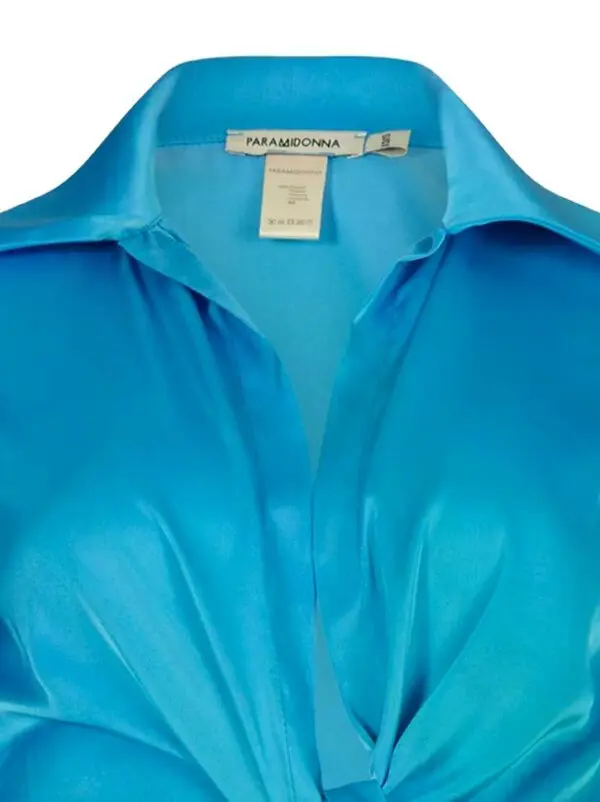PARAMIDONNA Cropped Shirt With Pearl Front Tie