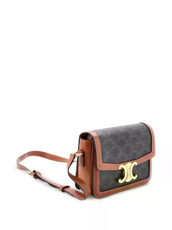 Celine Triomphe Coated Canvas Shoulder Bag - Black