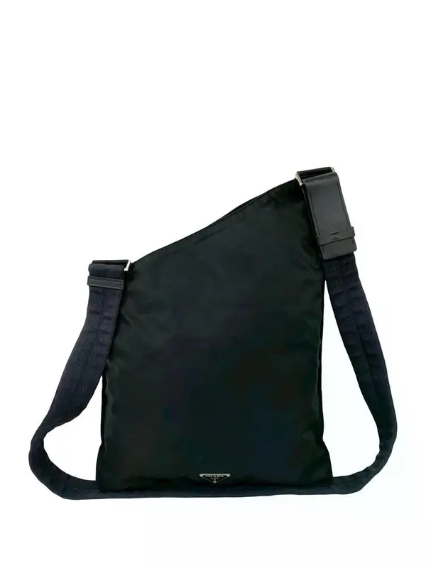Prada Tessuto Asymmetrical Zip Top Crossbody Bag - Black
