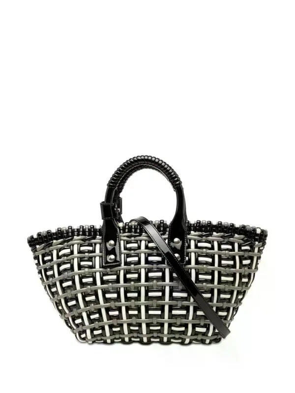 Balenciaga Faux Leather Bistro Basket Bag Xs Satchel - Grey