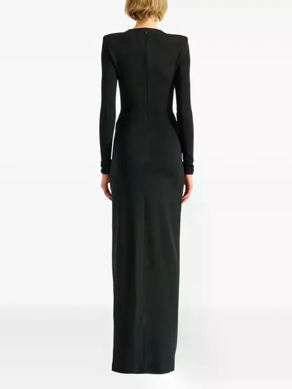 Balmain Long Slit Dress With Gold Metal Zip