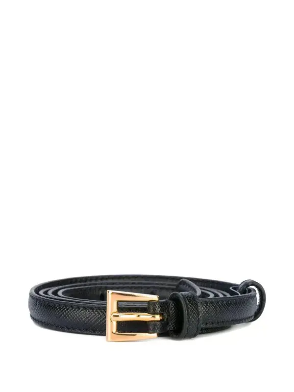 Prada Thin Leather Belt With Buckle Fastening