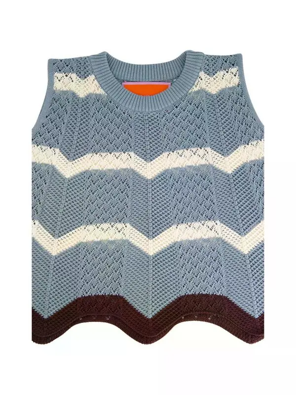 La DoubleJ Chevron Open-knit Top