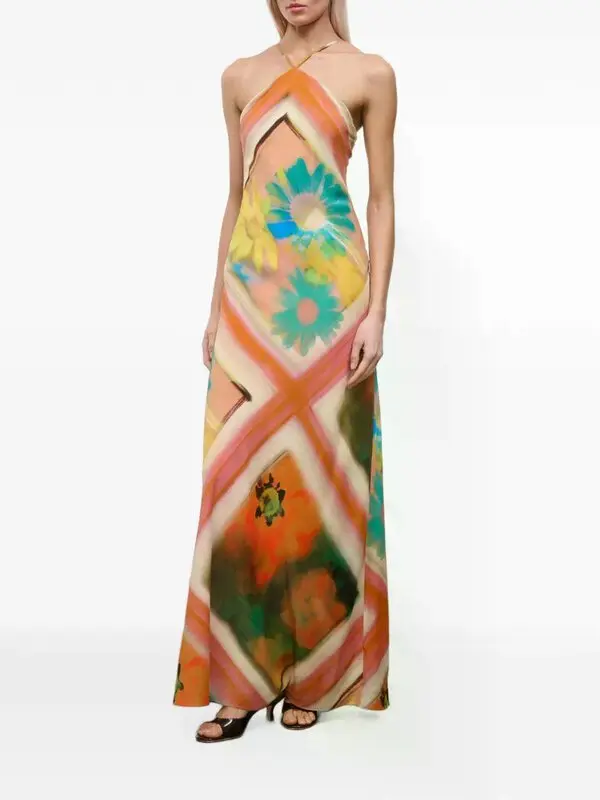 Staud Cubism" Floral-print Maxi Dress - Neutrals
