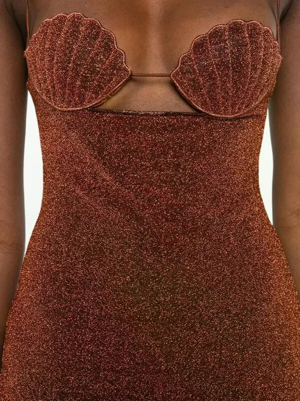 Oseree Lumière Shell Metallic-effect Mini Dress
