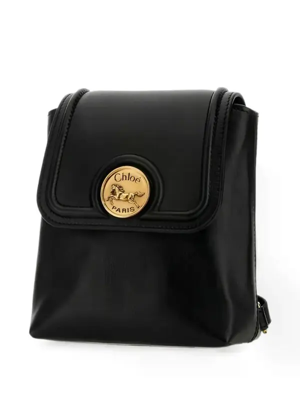 Chloé Horse Medal Foldover Backpack - Black