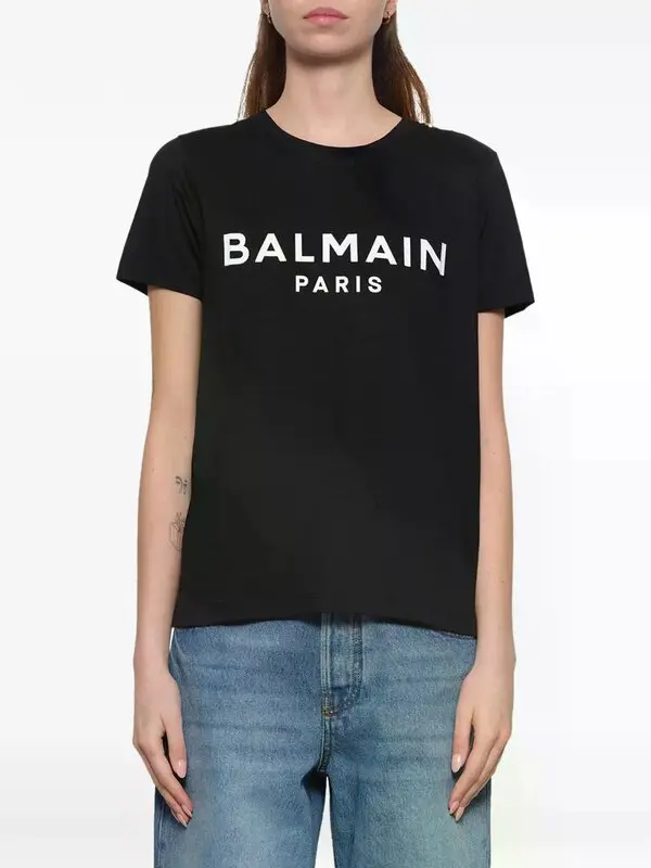 Balmain Embossed Buttons Logo Print T-shirt