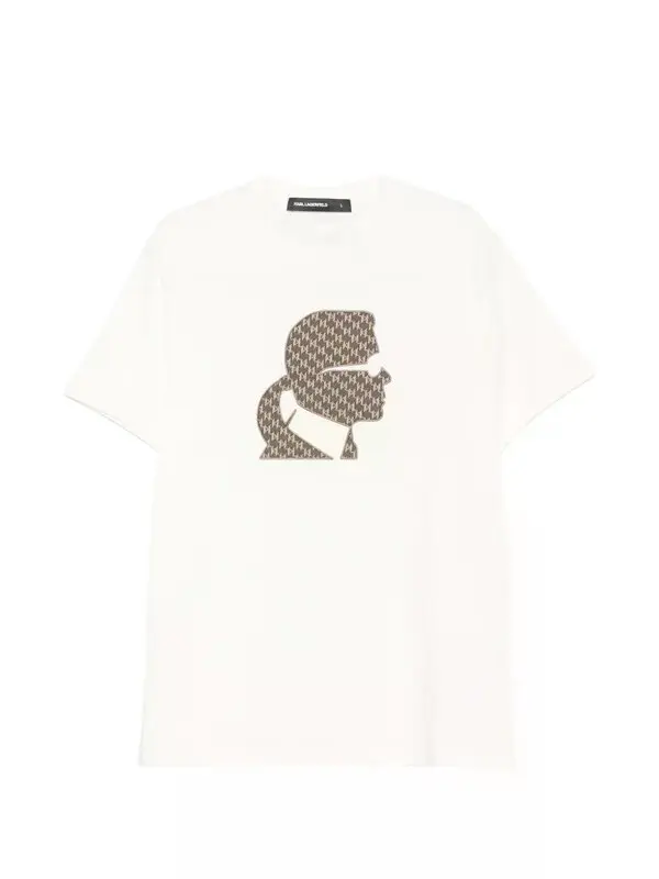 Karl Lagerfeld Logo-embroidered T-shirt - Neutrals
