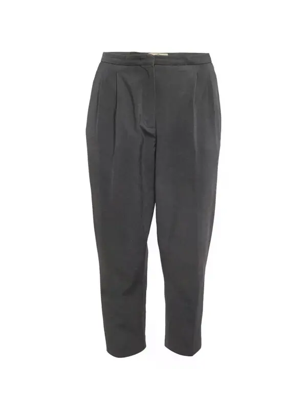 Prada Wool Pleated Cropped Trousers - Grey