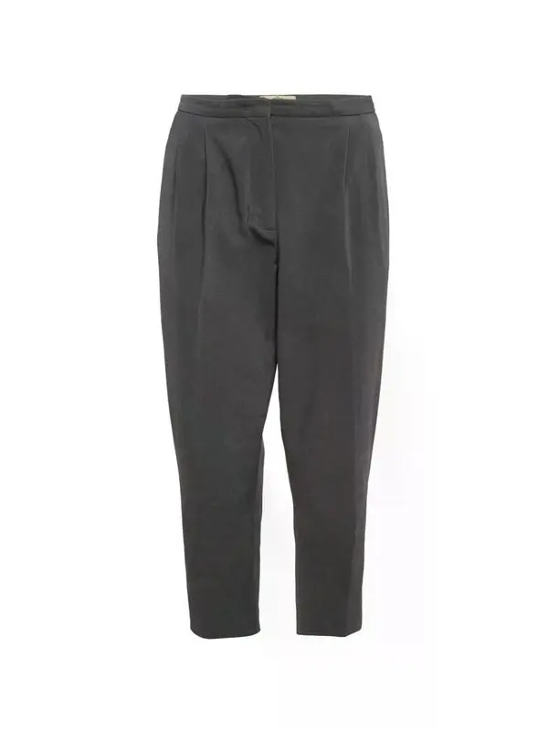 Prada Wool Pleated Cropped Trousers - Grey