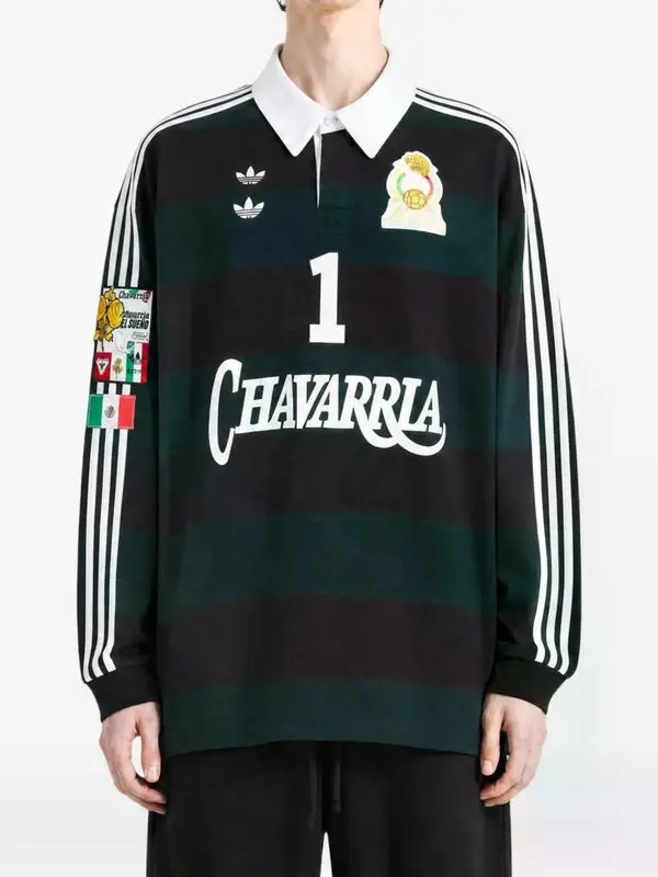 Adidas X Willy Chavarria Striped Long-sleeve Polo