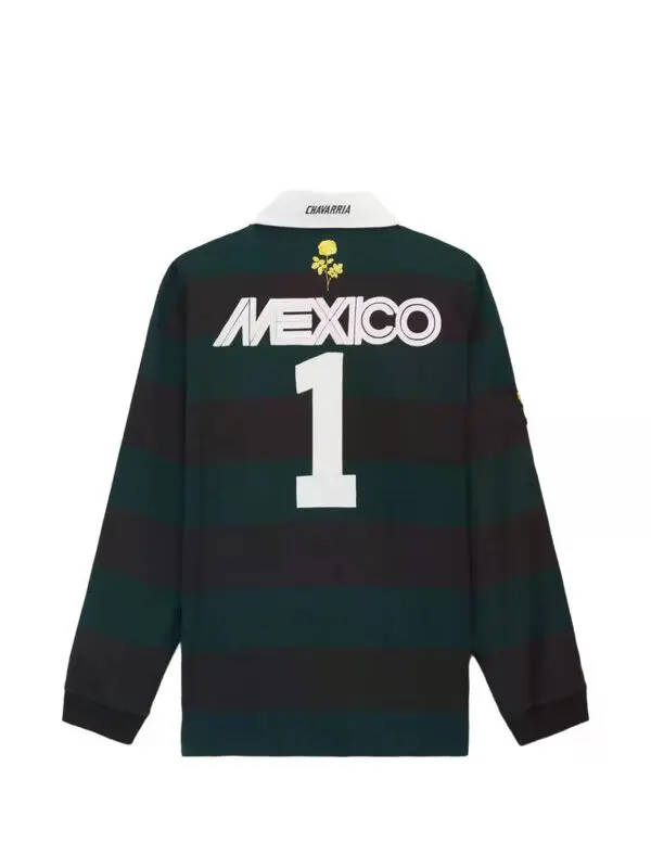 Adidas X Willy Chavarria Striped Long-sleeve Polo - Green