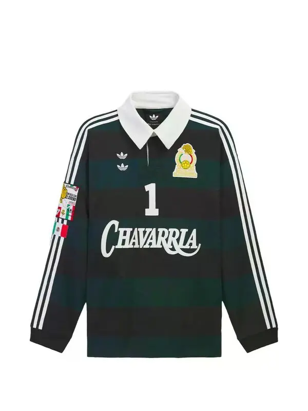 Adidas X Willy Chavarria Striped Long-sleeve Polo - Green