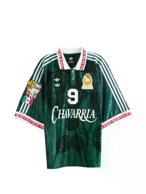 Adidas X Willy Chavarria Rose Print Polo Shirt - Green