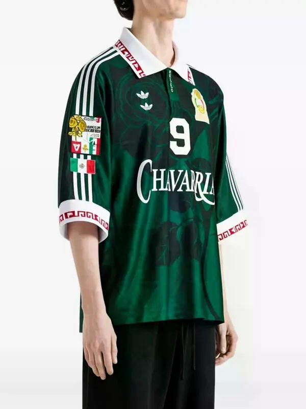 Adidas X Willy Chavarria Rose Print Polo Shirt