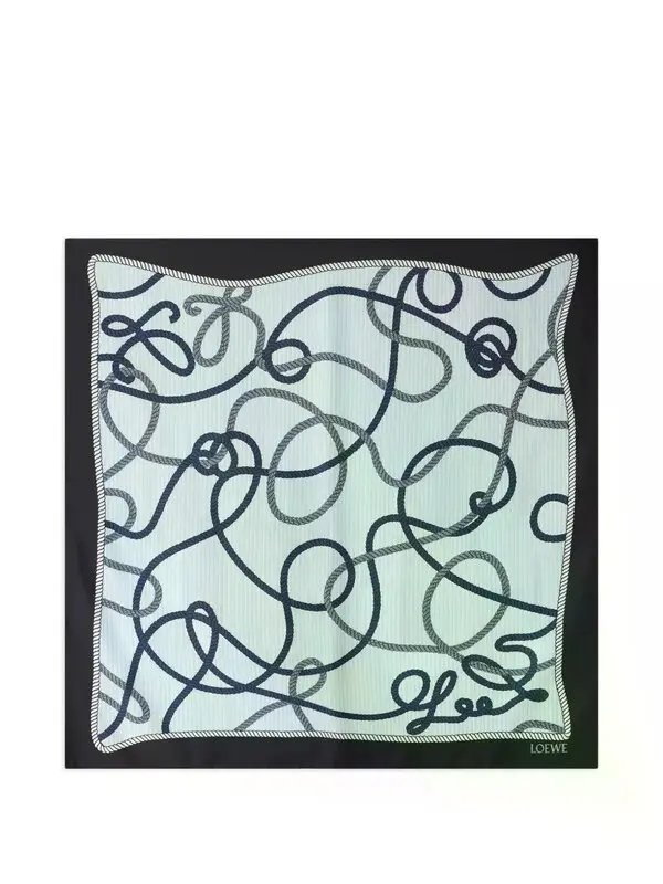 Loewe Rope-print Silk Scarf - Blue