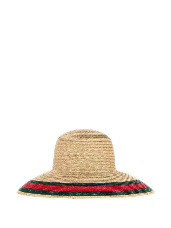Gucci Web-stripe Woven Straw-effect Hat
