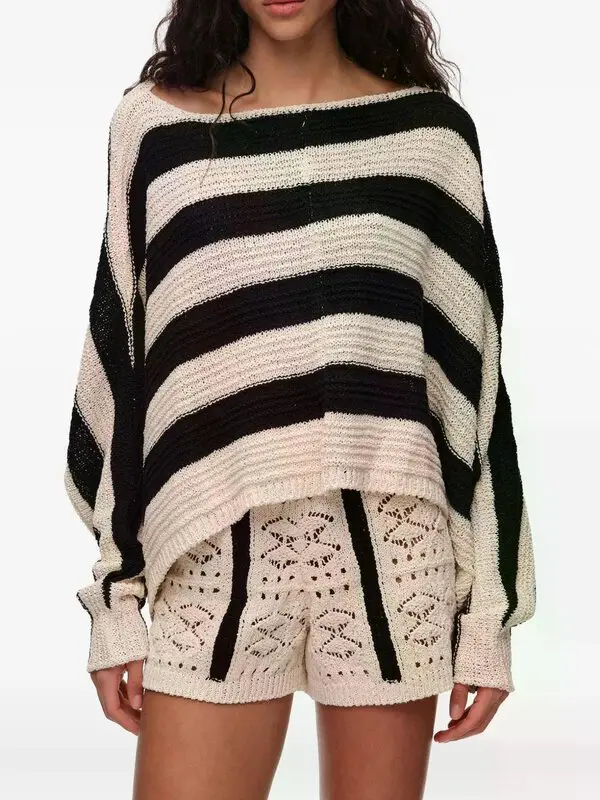 Bimba Y Lola Striped Open-knit Sweater