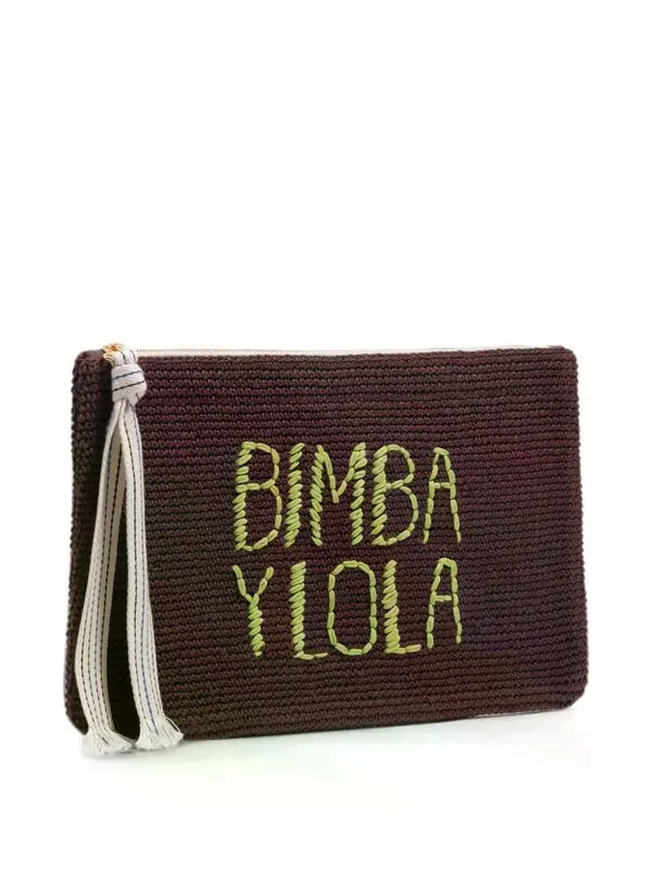 Bimba Y Lola Large Logo-embroidered Crochet Clutch Bag