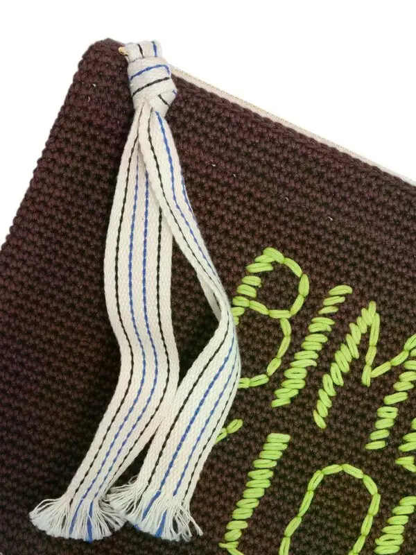 Bimba Y Lola Large Logo-embroidered Crochet Clutch Bag