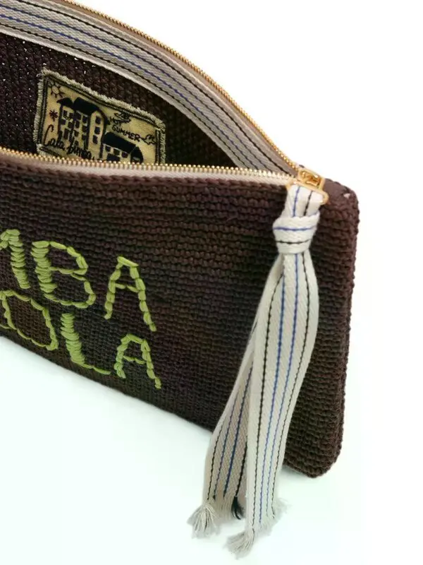 Bimba Y Lola Large Logo-embroidered Crochet Clutch Bag