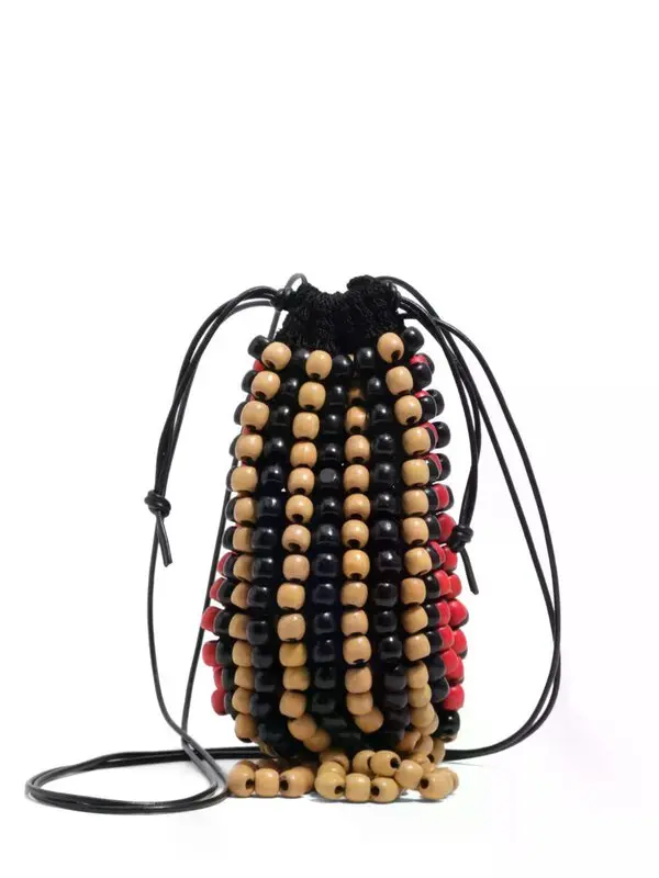 Bimba Y Lola Beaded Crochet Bucket Bag - Black
