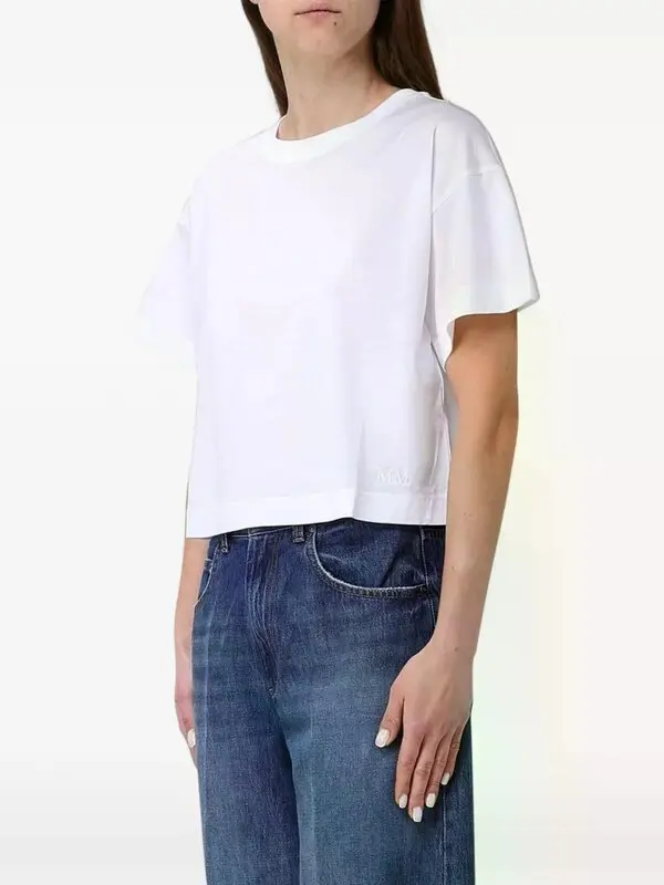 Max Mara Cropped T-shirt With Embroidered Logo