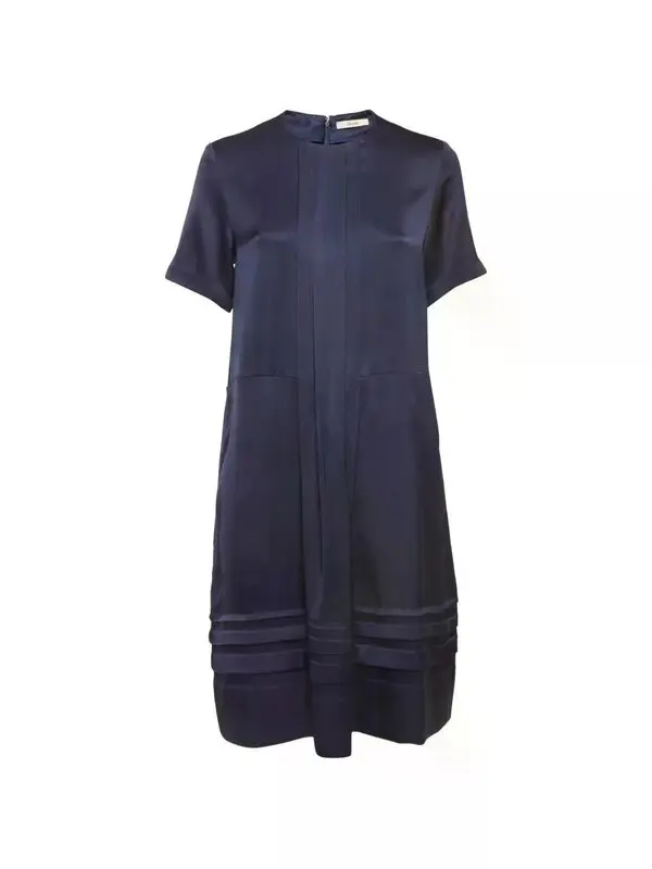 Celine Pleated Satin Midi Dress - Blue