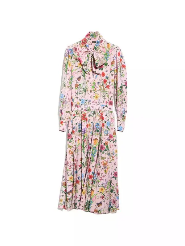 Gucci Floral Print Midi Dress - Pink