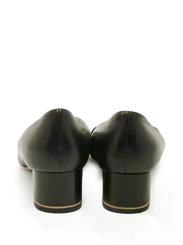 FERRAGAMO Fiamma Leather Block Heel Pumps