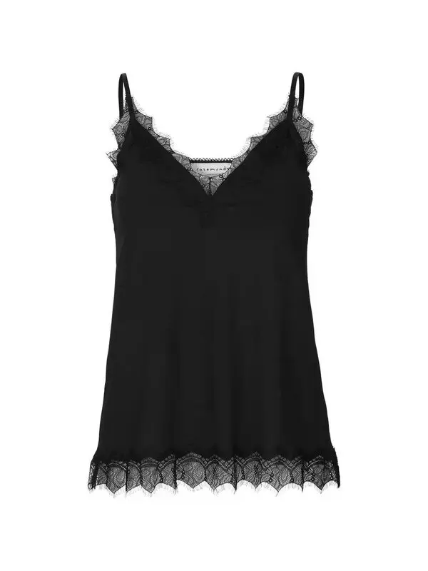 ROSEMUNDE Billie Lace-trim V-neck Top - Black